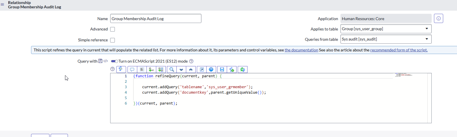 ServiceNow Group Membership Audit Log for HRSD – Incident.do